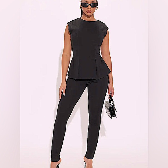 Fashion Nova | Pants & Jumpsuits | Mia Ponte Peplum Jumpsuit New | Poshmark